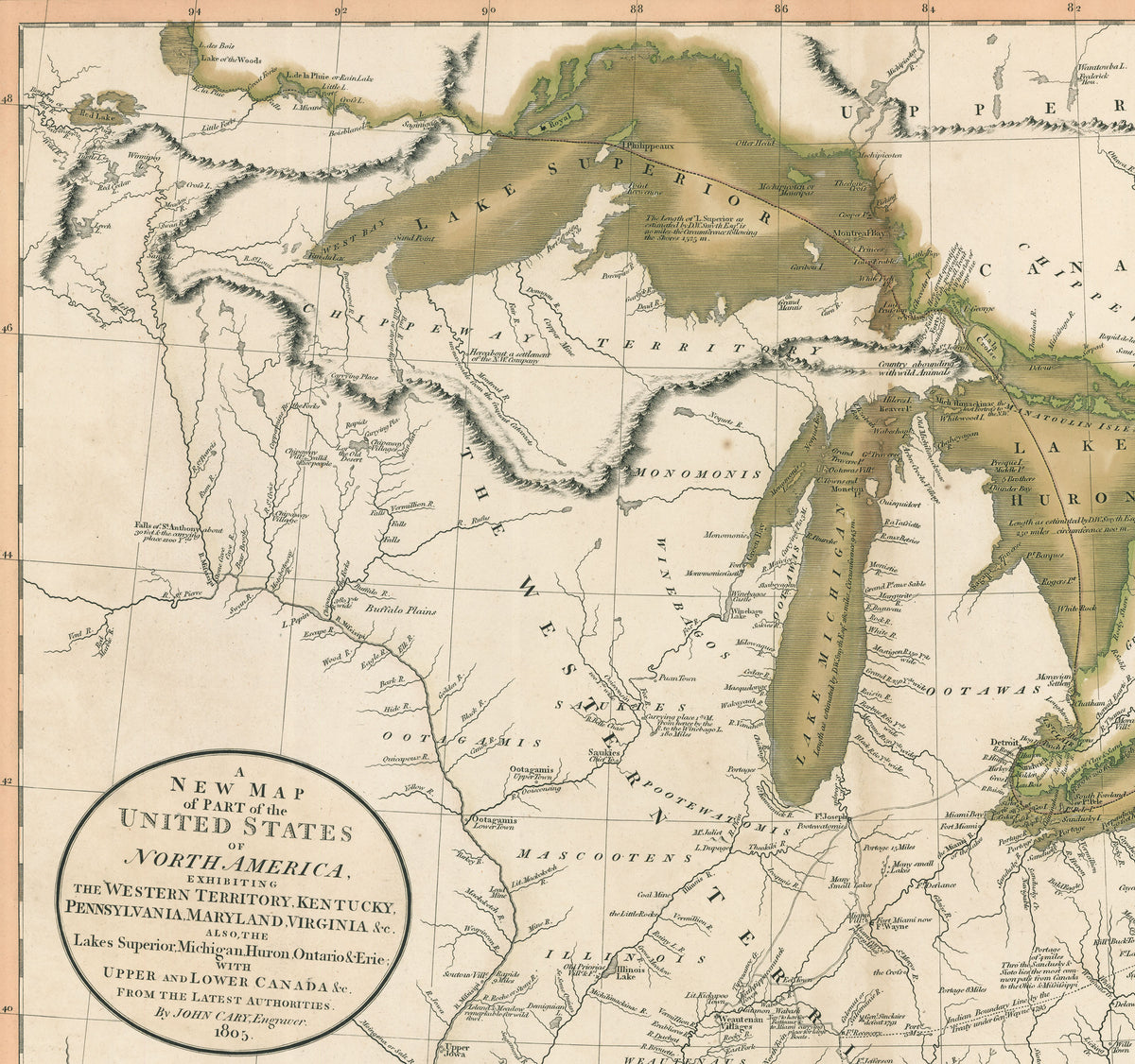1805 Map of Part of the United States of North America, Exhibiting the ...