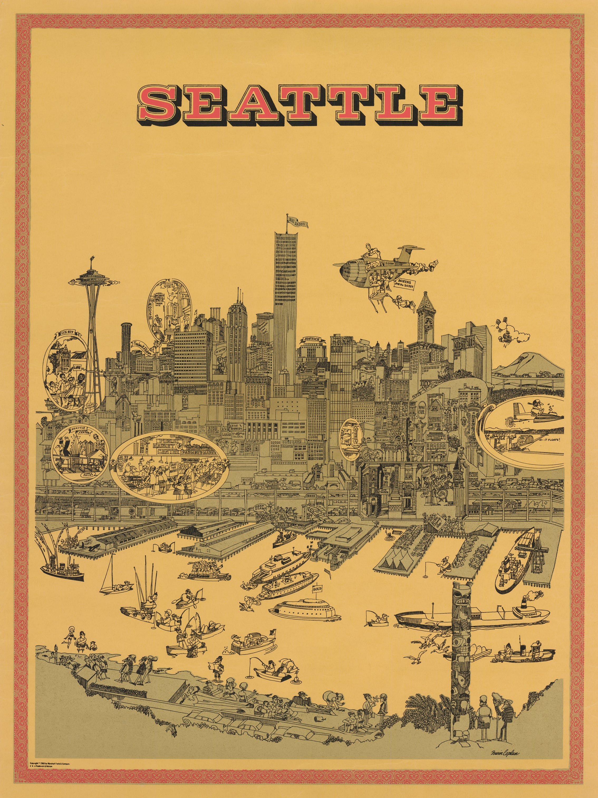 For Sale: Vintage Map Reproduction of Seattle, 1968 – the Vintage Map Shop