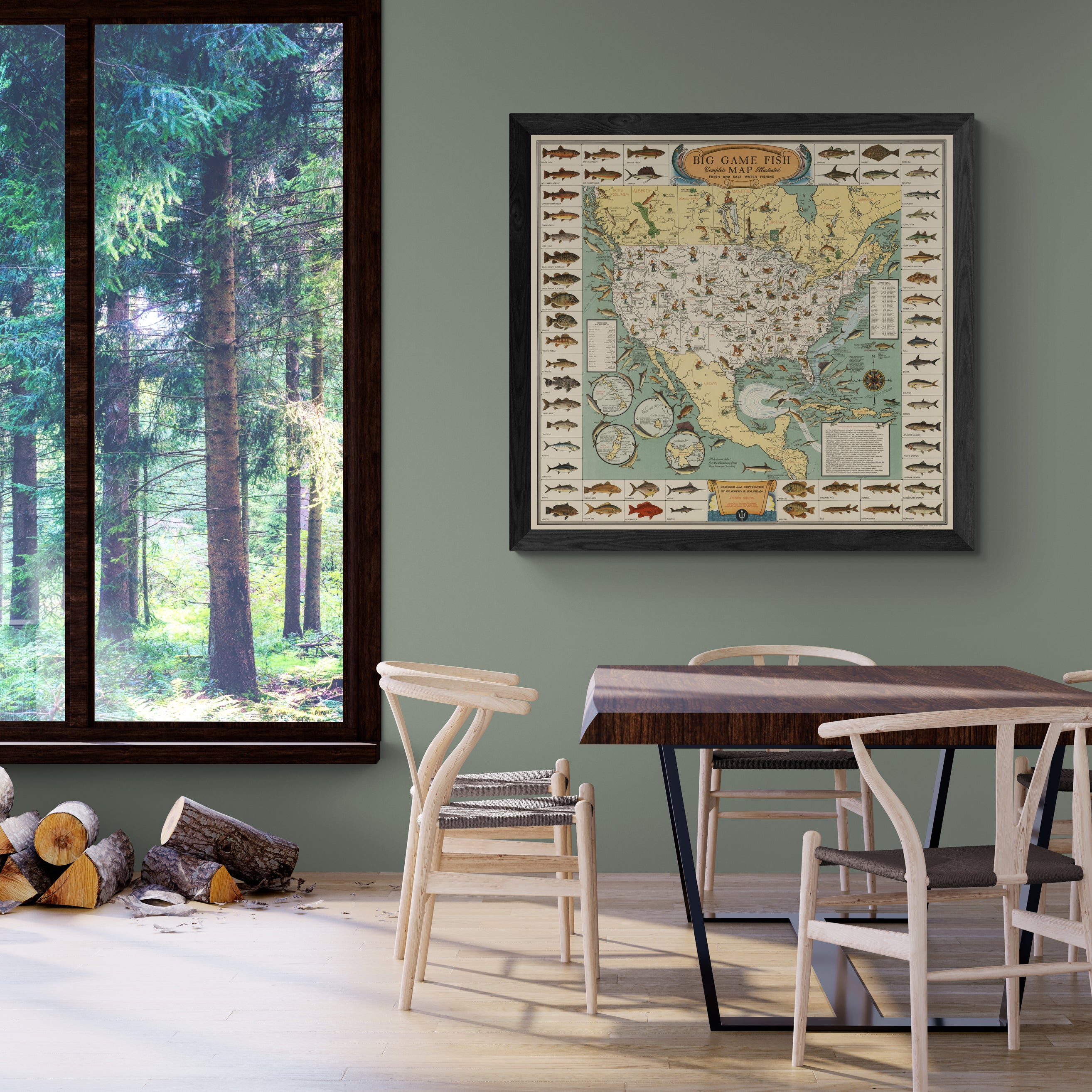 Big Game Fish, Complete Map Illustrated, Fresh and Salt Water Fishing ...