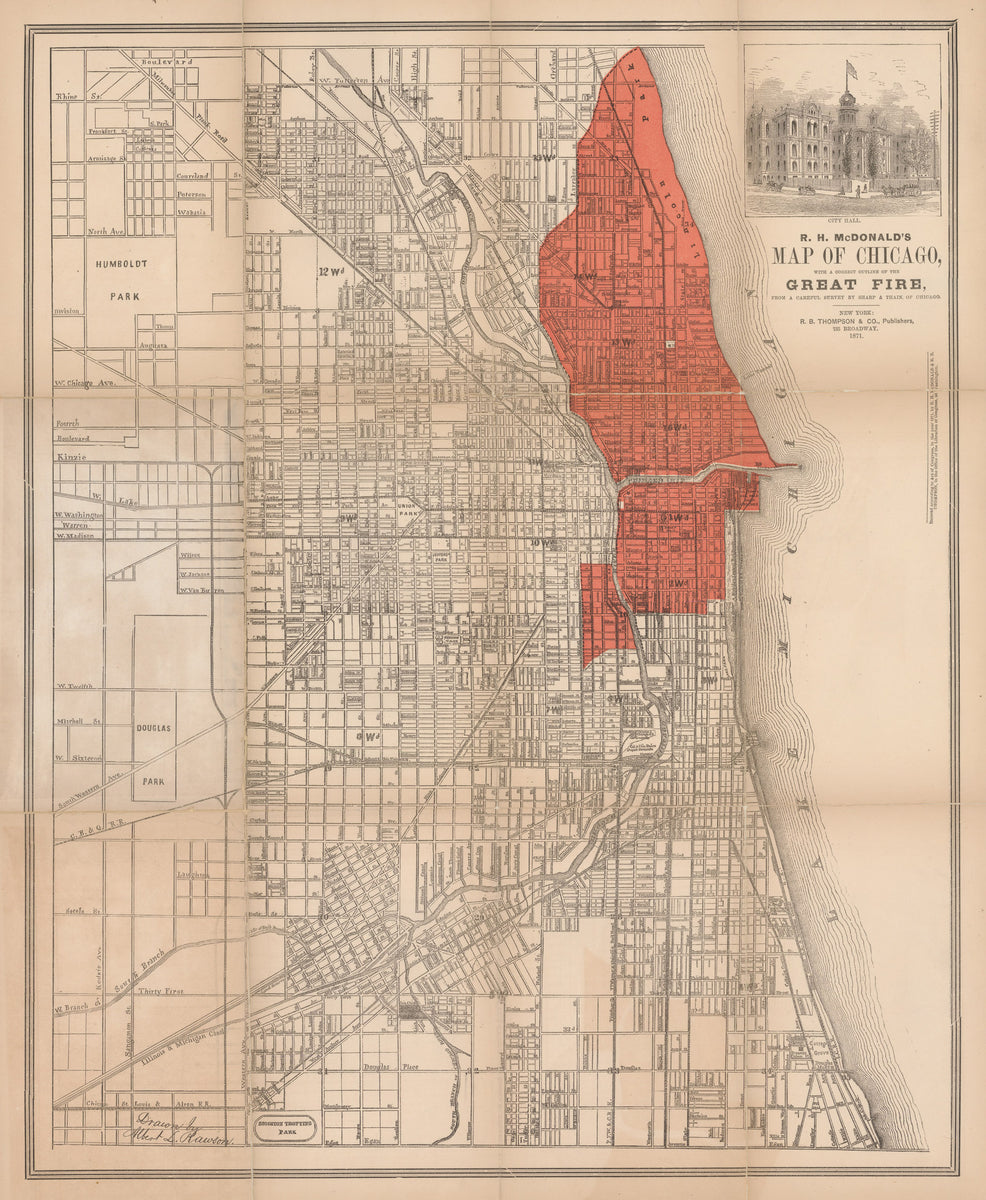 Antique Map of the Great Chicago Fire of 1871 - Fine Reprint – the ...
