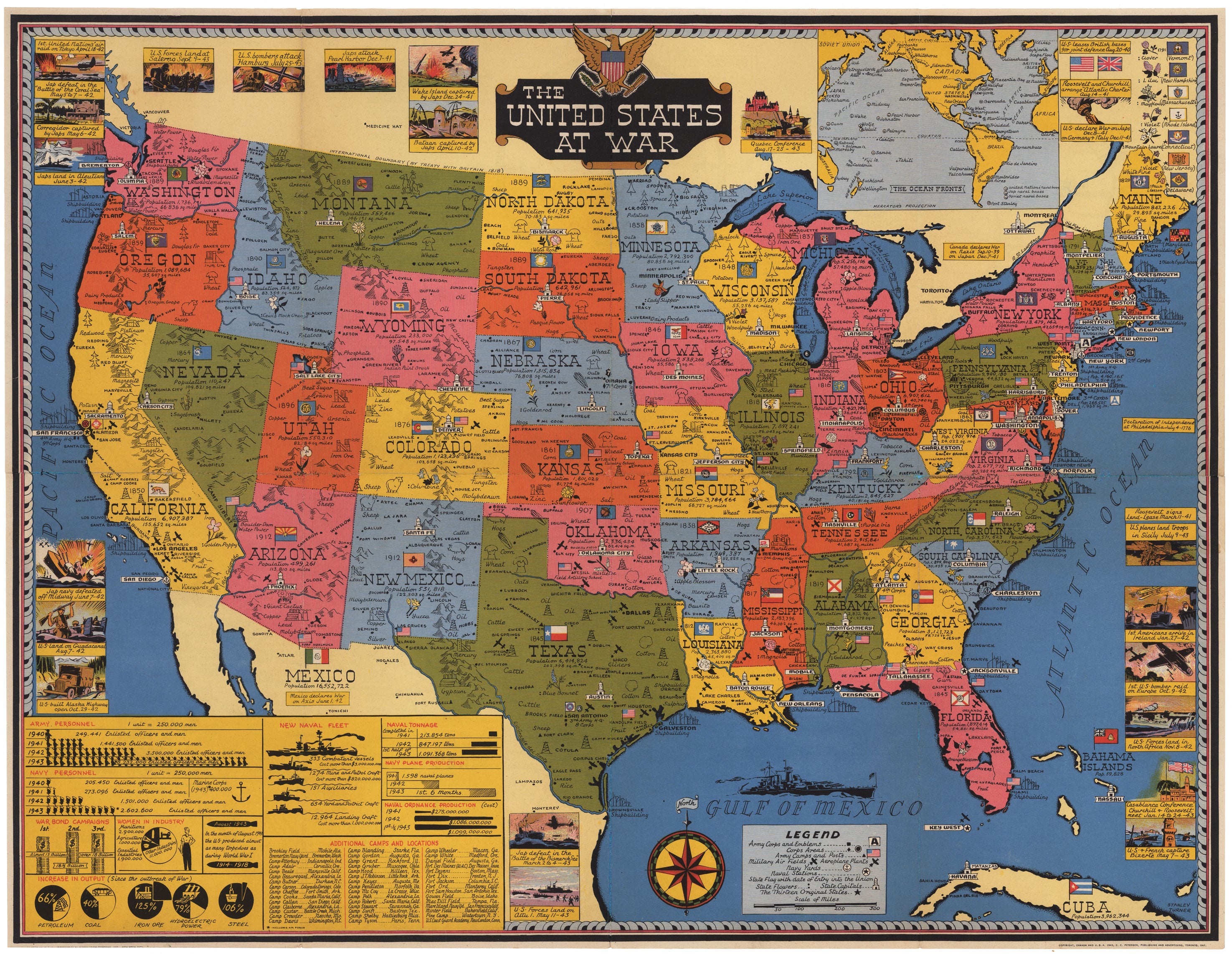 Giclée Map Print of The United States at War by: Turner 1943 – the ...