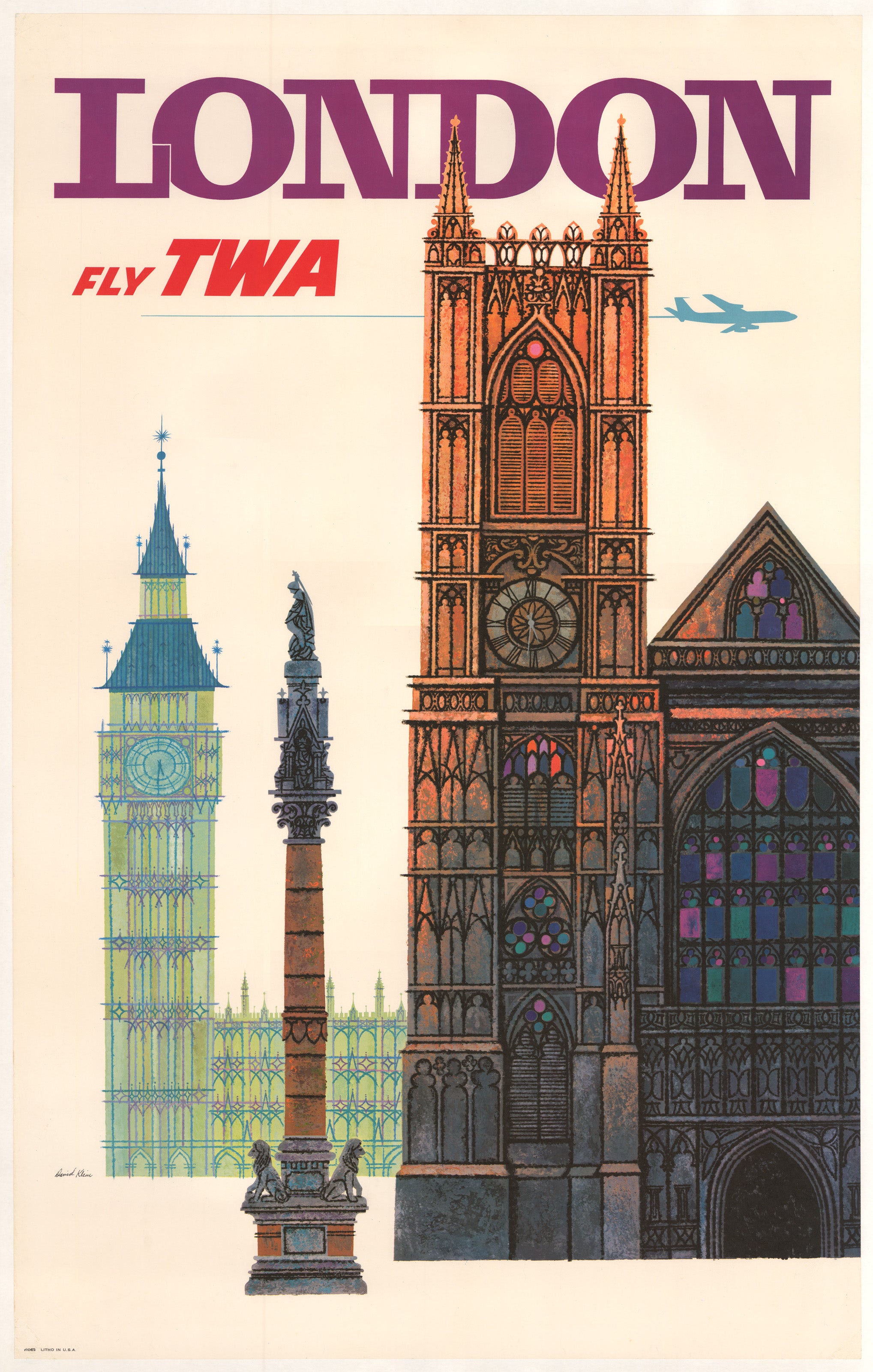 Vintage Travel Poster: London: Fly TWA by David Klein – the Vintage Map ...