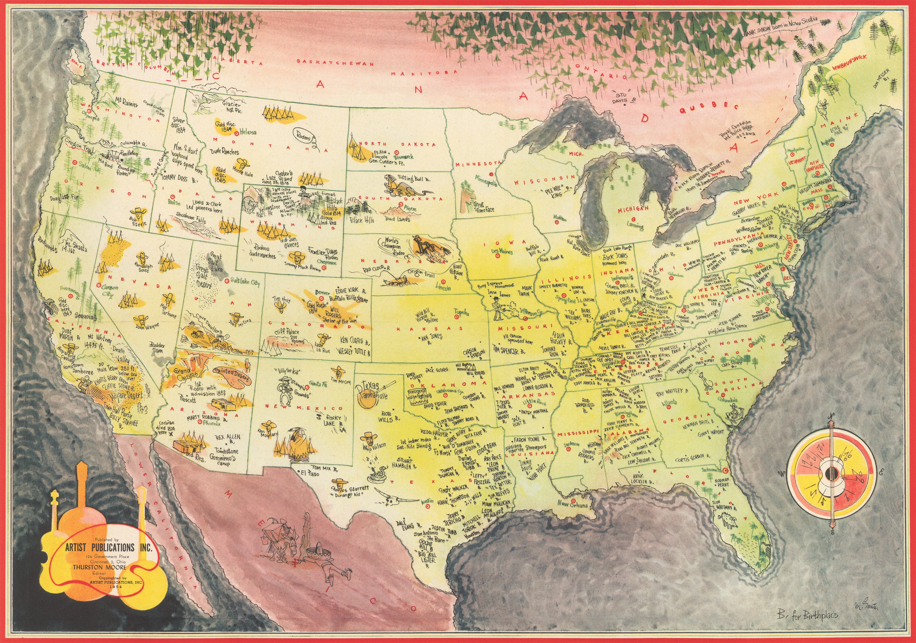 Country Music and Folk Culture Map of the United States – the Vintage ...