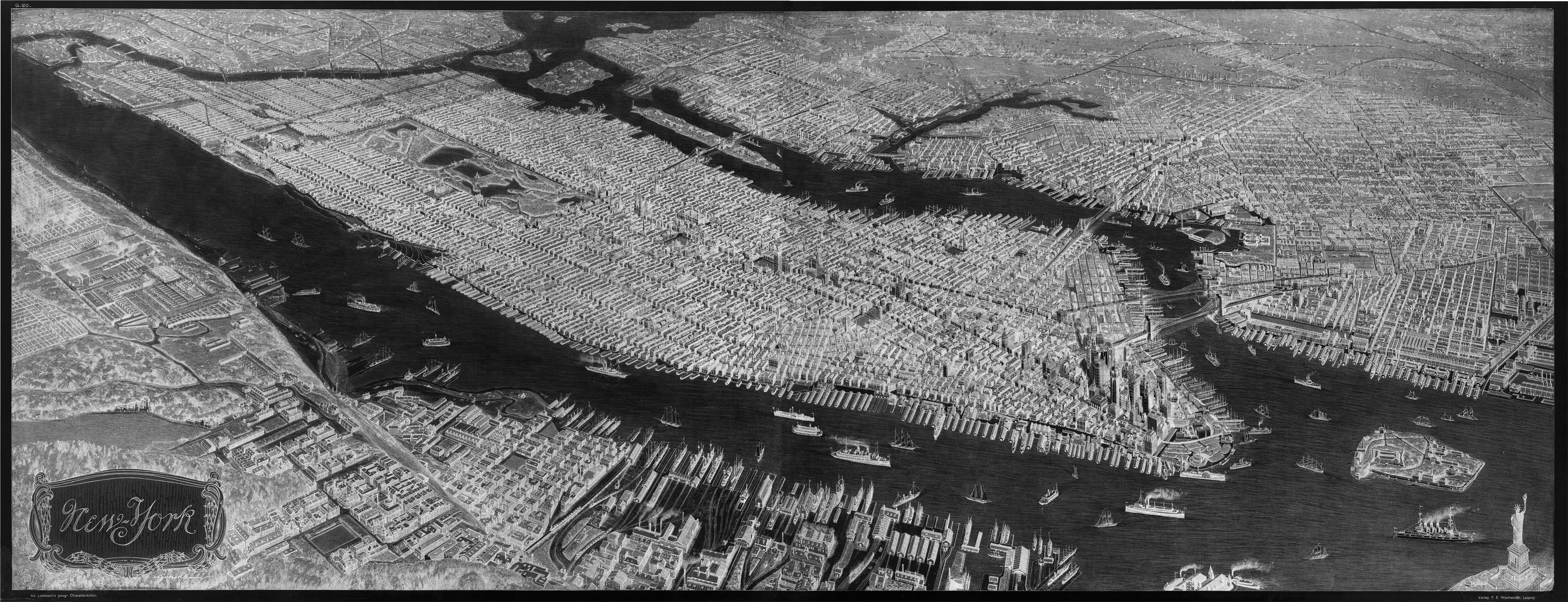 1908 New York - A Bird's Eye View of Manhattan – the Vintage Map Shop