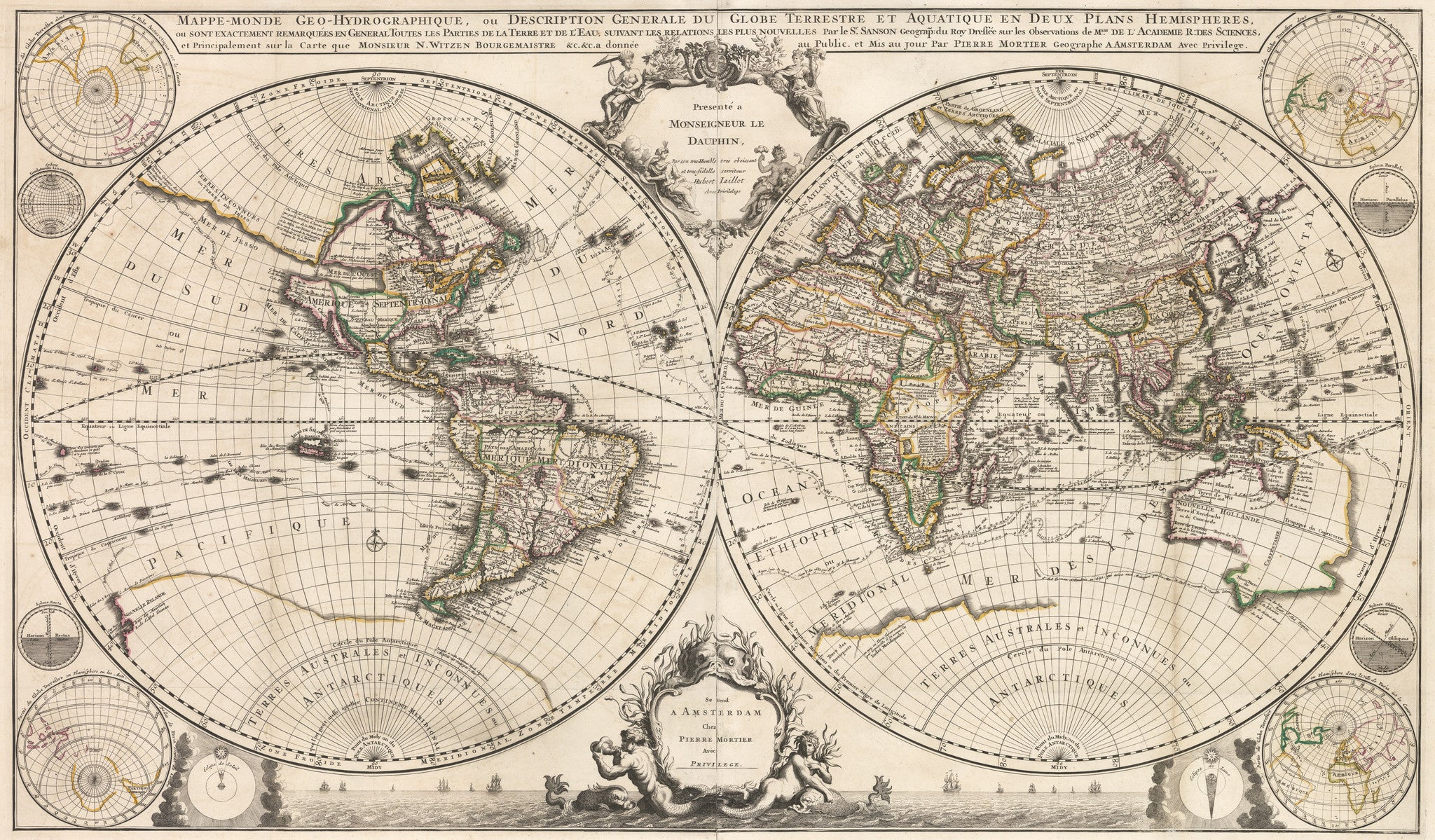 18th Century Map of the World by Covens & Mortier - theVintageMapShop.com – the Vintage Map Shop