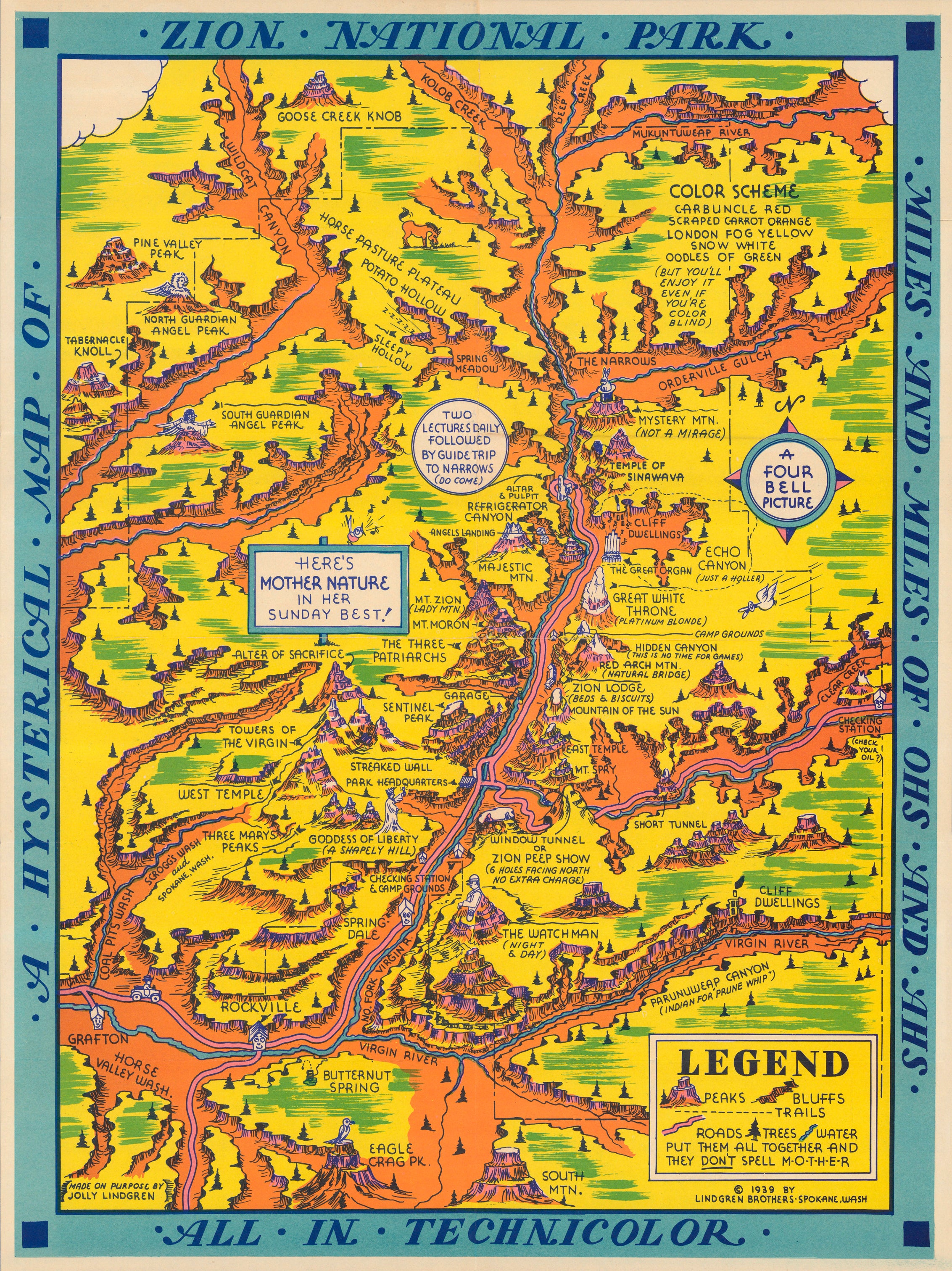 Zion National Park Map Zion Shaded Relief Map – Muir Way