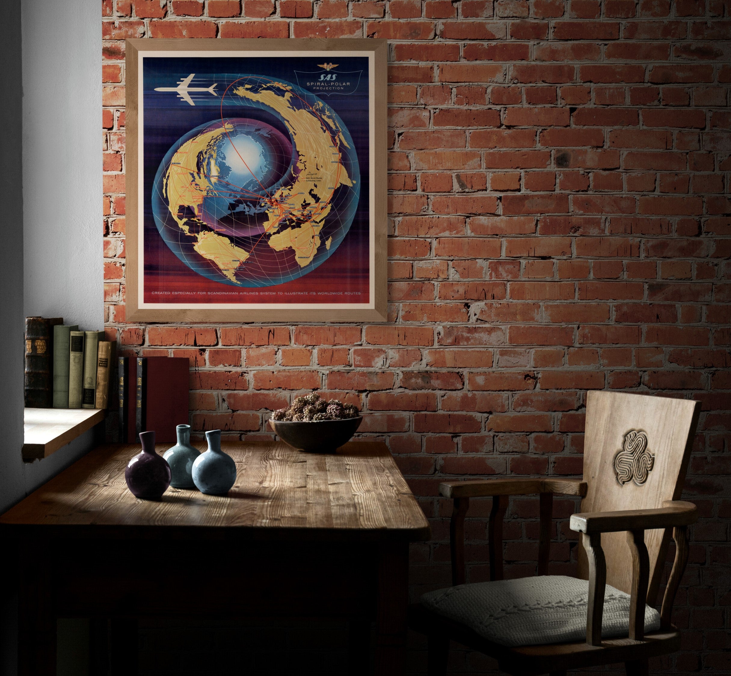 SAS Spiral-Polar Projection. Vintage Air Travel Map, 1960 – the Vintage ...