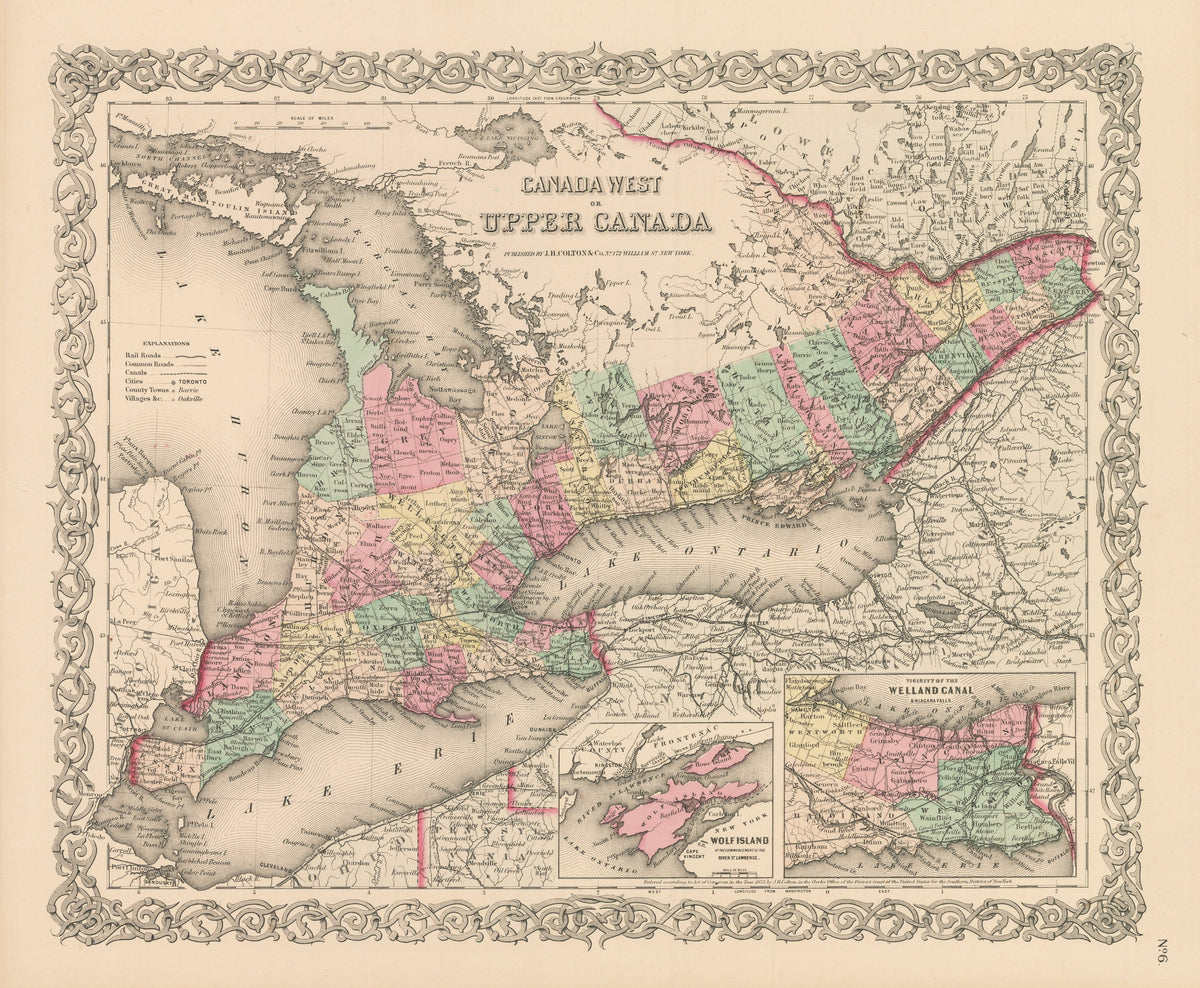 Vintage Map Reproduction of Canada West or Upper Canada - Ontario ...