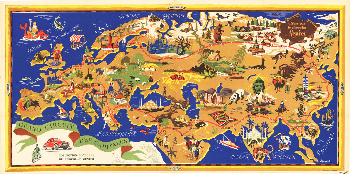 1950's Pictorial Map of Europe and Asia : theVintageMapShop.com – the ...