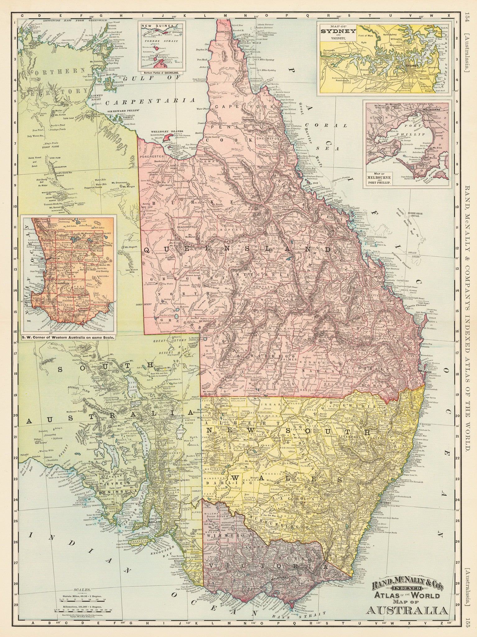 Old Australian Map Colony Of New South Wales, Swan River Settlement,